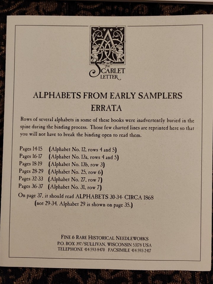 Scarlet Letter Alphabets From Early Samplers Cross Stitch Marsha Van ...