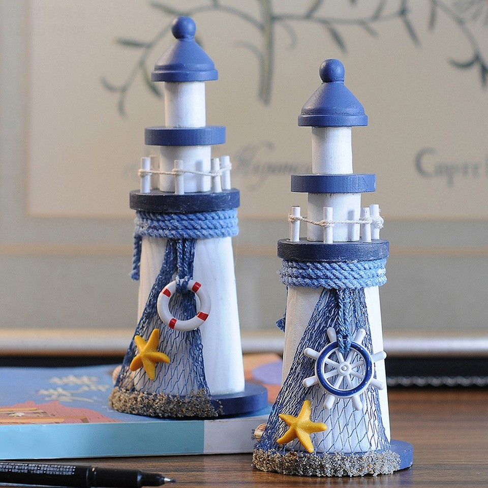 1pc Decorative Lighthouse Mini Nautical Lighthouse Wooden Lighthouse ...