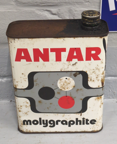 Vintage French Antar Molygraphite Oil Can / Tin 2 Litres Used Empty ...