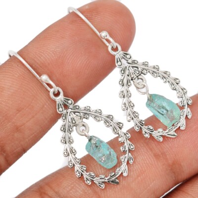 Southwest - Natural Neon Blue Apatite 925 Silver Earrings Jewelry ...