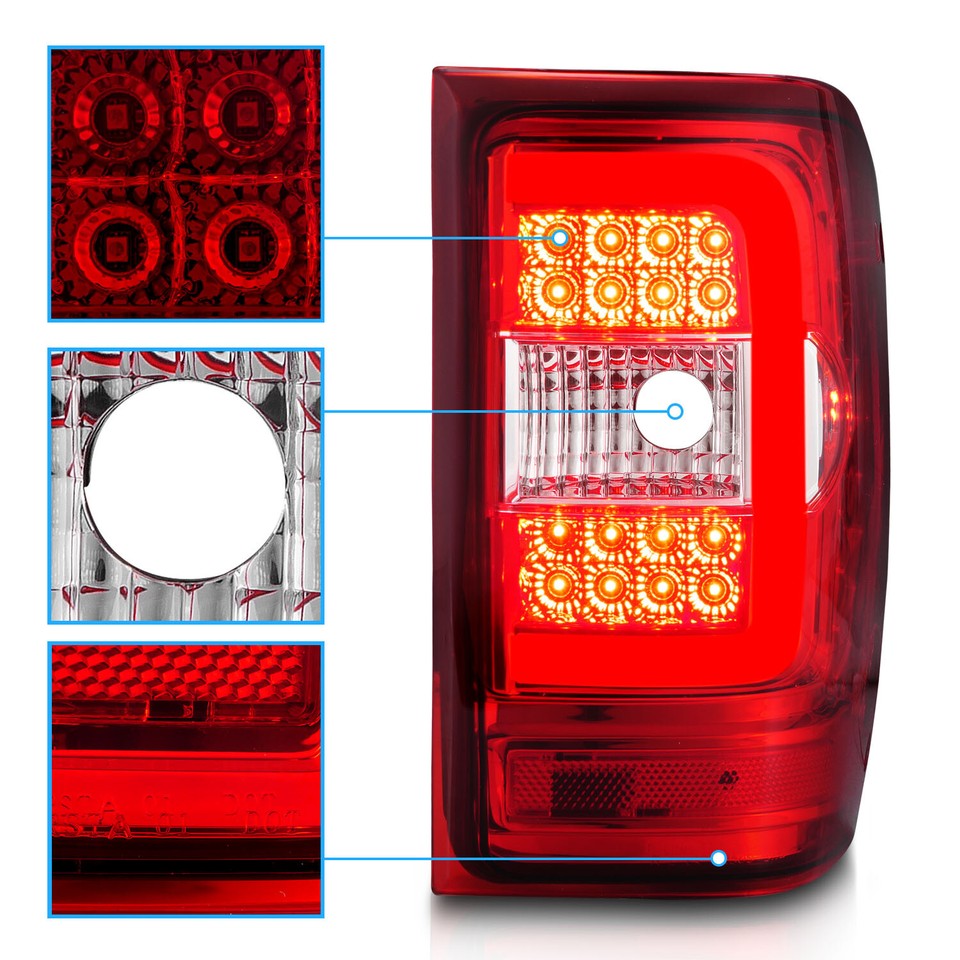 [LED C Light Bar] 2001-2011 Ford Ranger Red Clear Lens LED Tail Lights ...