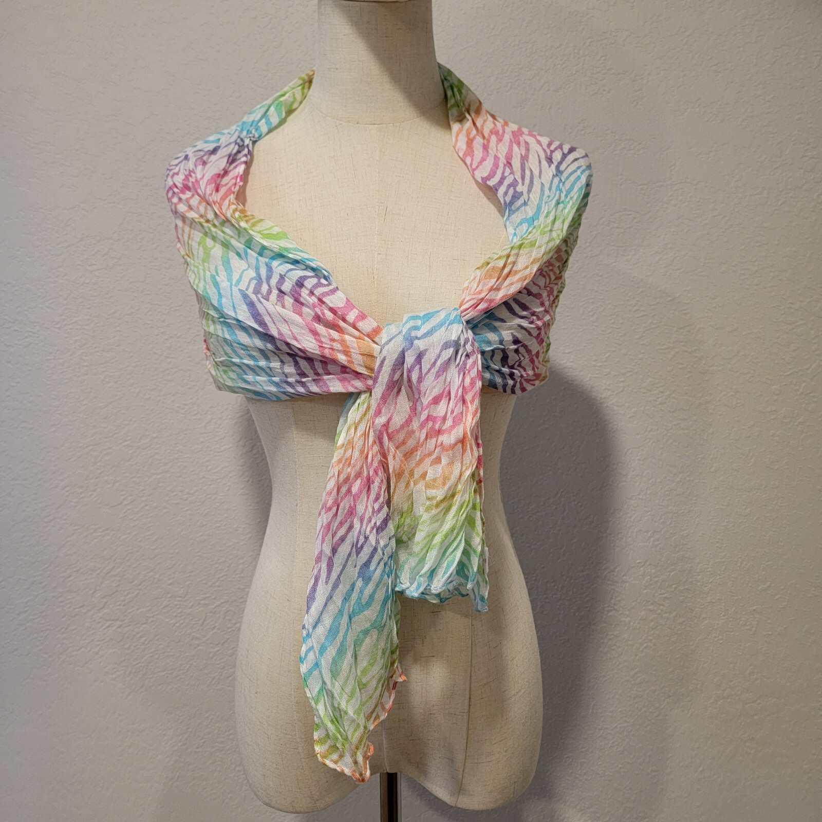 Cotton Scarf Multicolor/Pastel Pattern - 9x60 Inches. Excellent ...