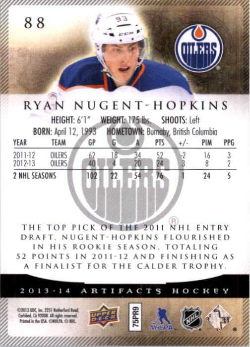 2013-14 Artifacts Ruby #88 Ryan Nugent-Hopkins /399 | eBay