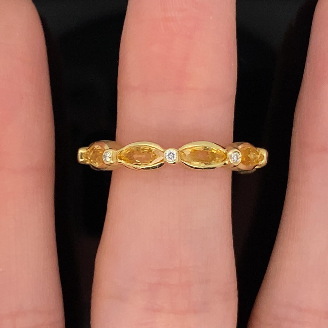 Doris Panos 18k Gold 1.80Ctw Diamond & Yellow Sapphire Eternity Ring ...