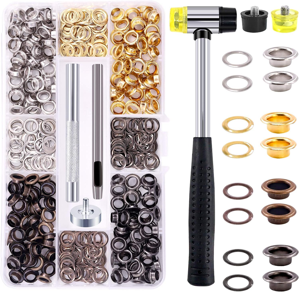 240 Sets 1/4 Inch Colored Grommet Assortment Kit with 4 Pcs Setting ...