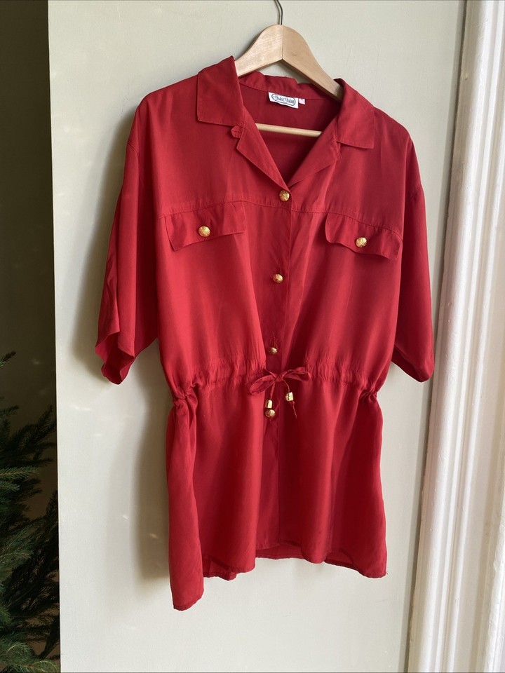 Guila Galanti Vintage 1980s Red Blouse Size 16 | eBay UK