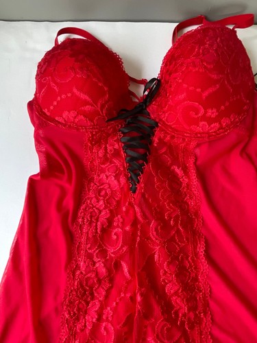 NEW Womens Large HOTKISS Intimates Red Lace Teddy w/Garter Black Lace ...