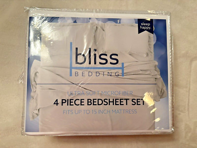 New~Bliss Microfiber Bedding 4 Piece Sheet Set Queen Size -White | eBay