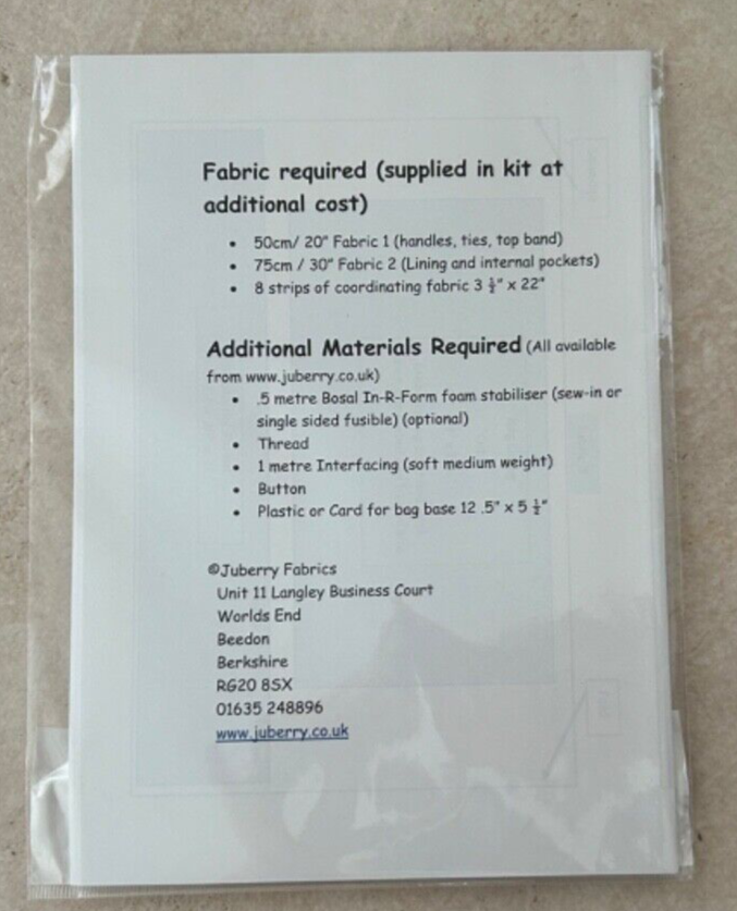 SHADES OF GREY BAG SEWING PATTERN - DESIGNS BY JUBERRY FABRICS | eBay