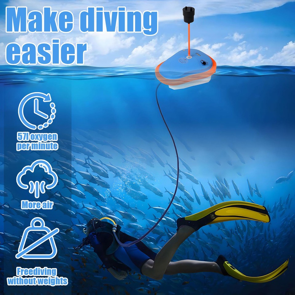 7M Scuba Diving Ventilator Rechargeable|Portable|Tankless Diving System ...