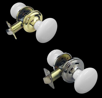 White Porcelain Passage Door Knob Set (Pair) | eBay UK