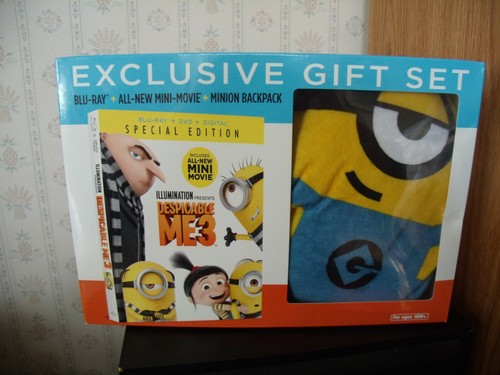 DESPICABLE ME3 EXCLUSIVE GIFT SET BLU-RAY DVD & MINION BACKPACK BRAND ...