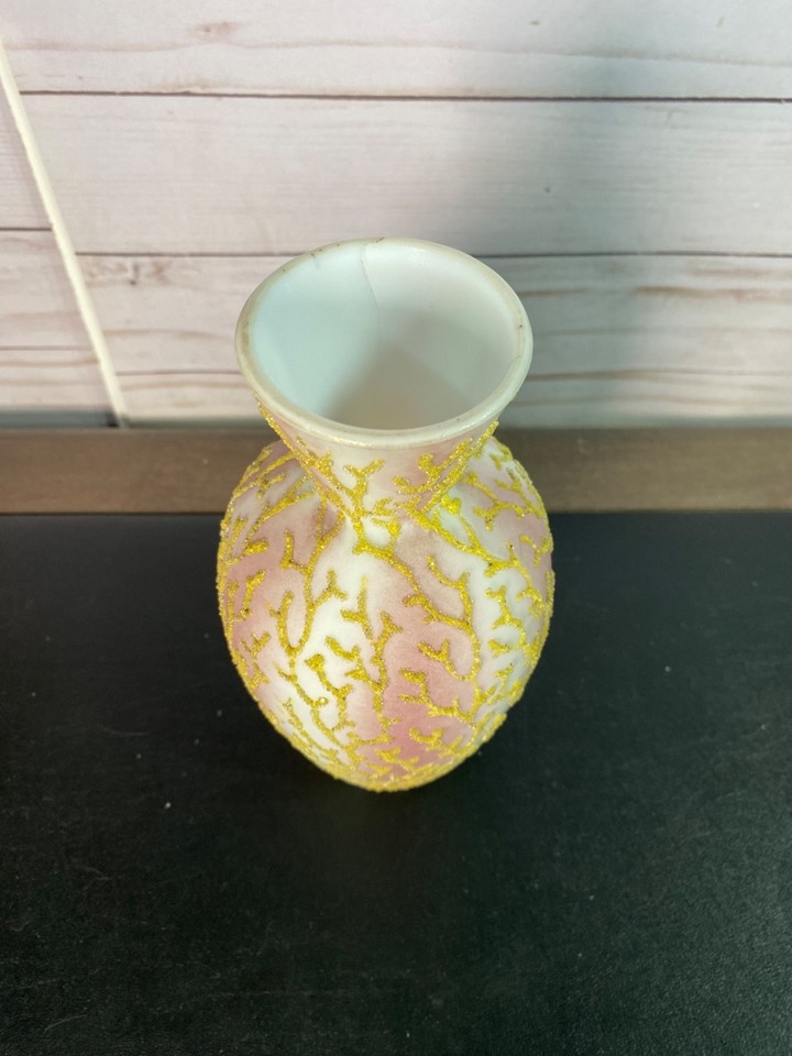 Victorian Glass Mount Washington or Webb Coralene Peachblow Vase 8 ...