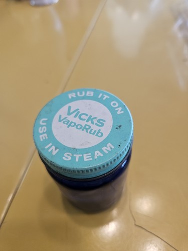 Vintage Vicks VapoRub Glass Blue Jar Half Full | eBay