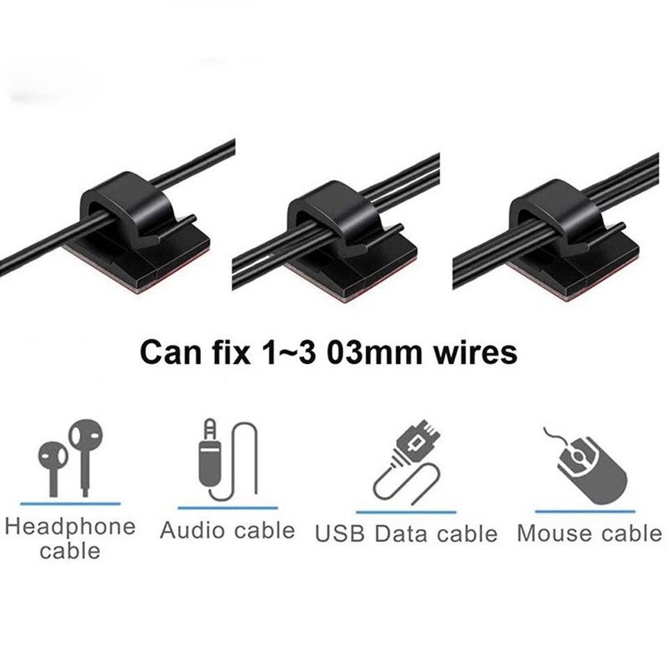 50X Self Adhesive Backing Cable Clip Mounts wire Conduit Tubing Nylon ...