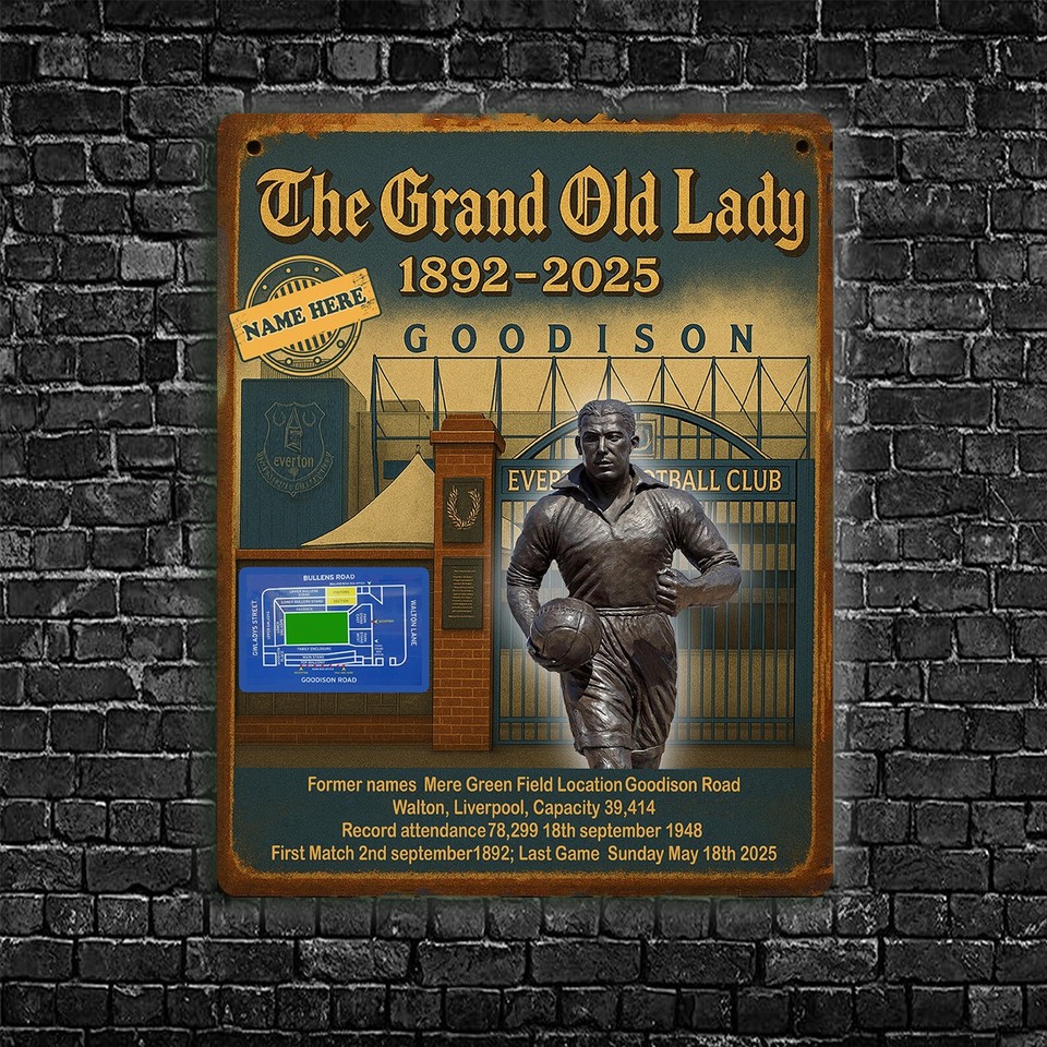 Personalised Everton Goodison Park Football Bar Sign Home Pub Metal ...