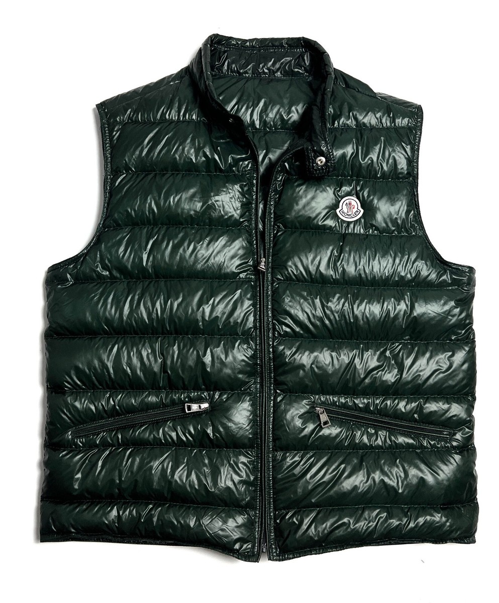 Auth Men's MONCLER Gui Green Down Puffer Logo Vest Gilet Auth Men's MONCLER Gui Green Down Puffer Logo Vest Gilet