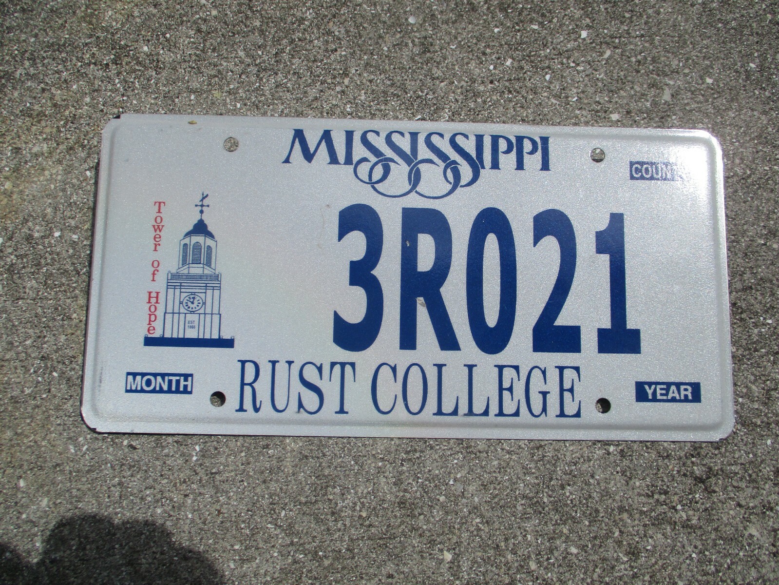 Mississippi RUST College license plate # 3R021 | eBay