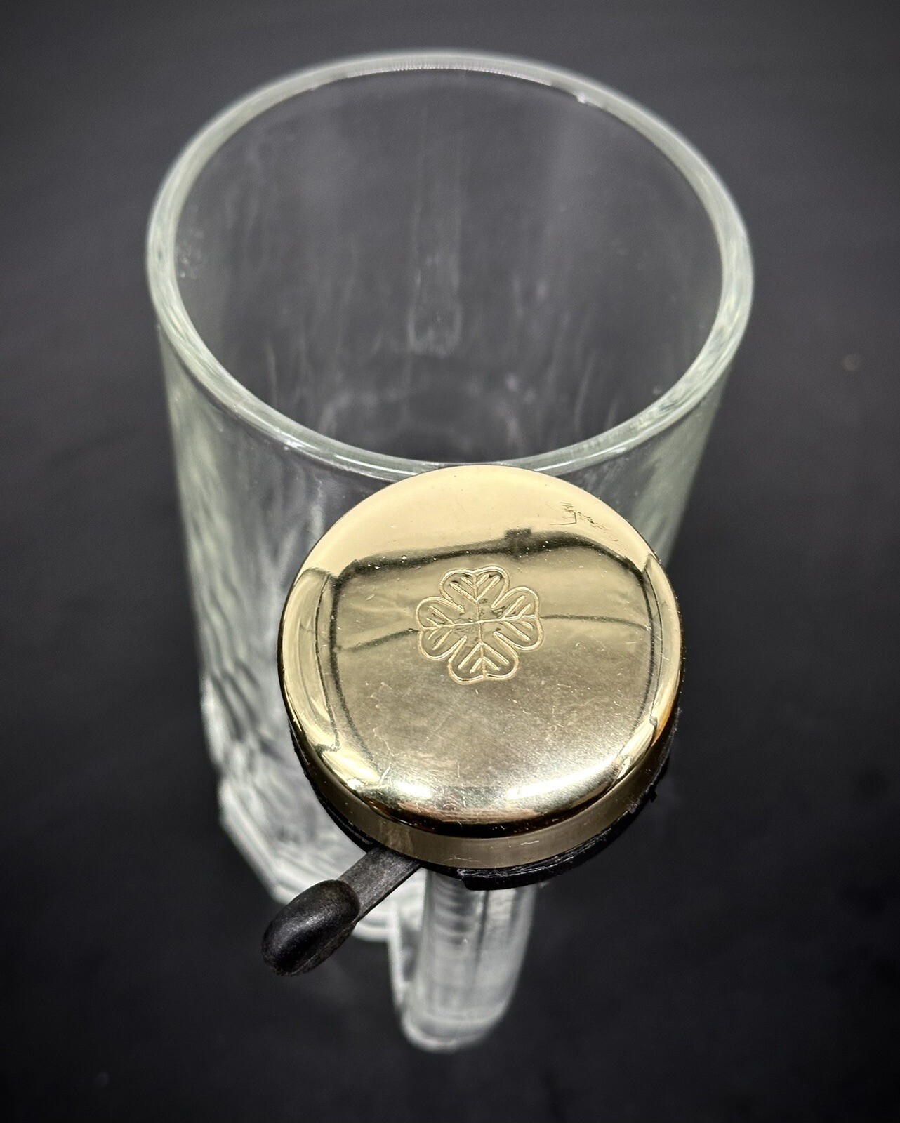 Vintage Glass Beer Mug with Gold Tone Shamrock Loud Bell Attached to ...