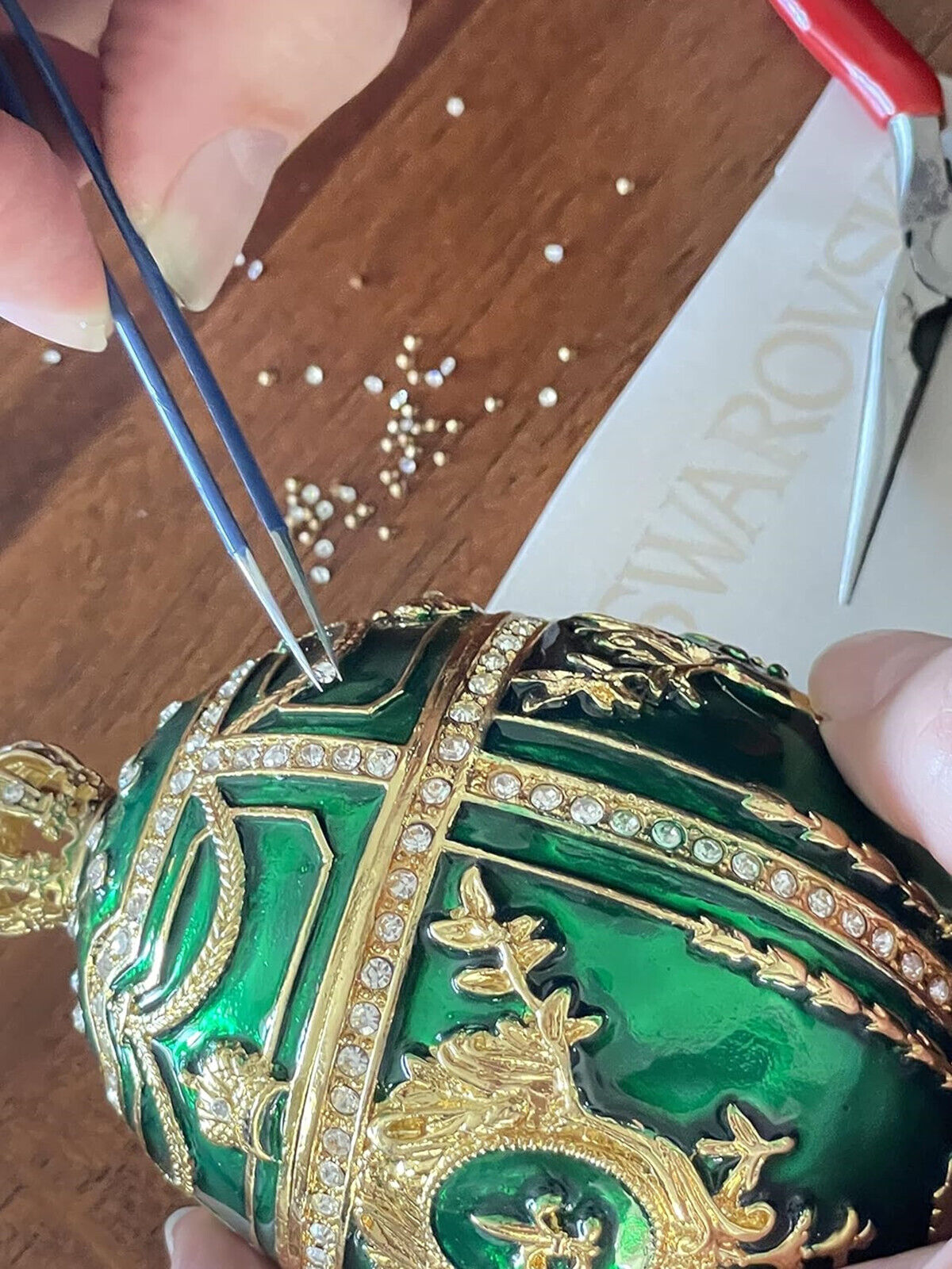 Emerald Faberge Imperial egg Swarovski Diamond Faberge egg Christmas ...