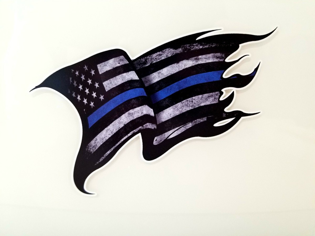 Punisher Decals Skull Thin Blue Line Stickers Tattered Subdued US ...