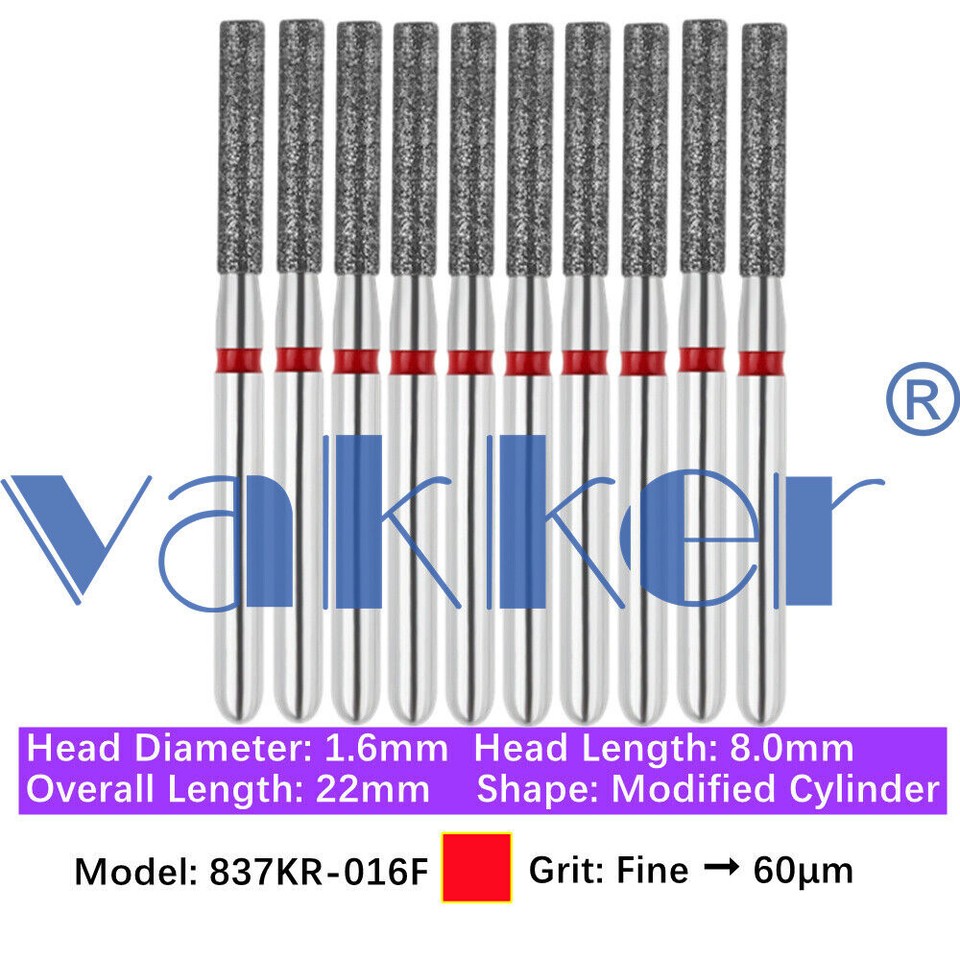 10pc Dental FG Diamond Burs for High Speed Flat/Round End Cylinder ...