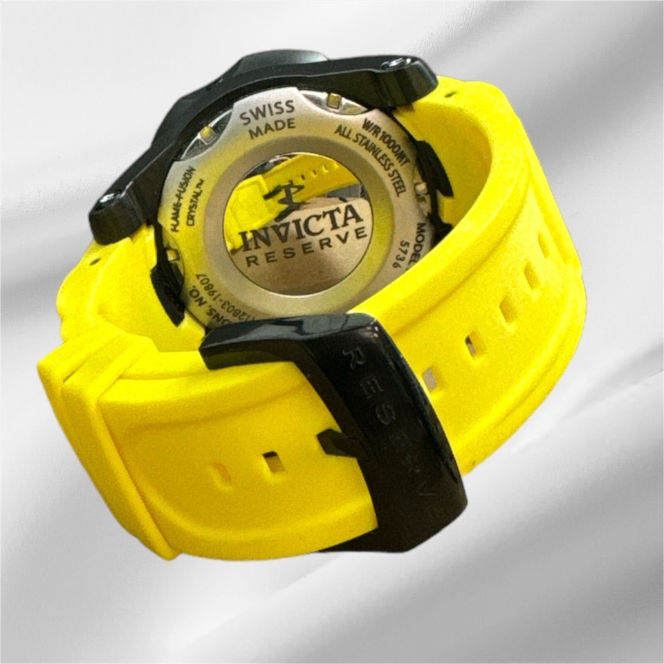 Invicta Men's Reserve Chronograph Yellow Dial Yellow Rubber Watch Model ...