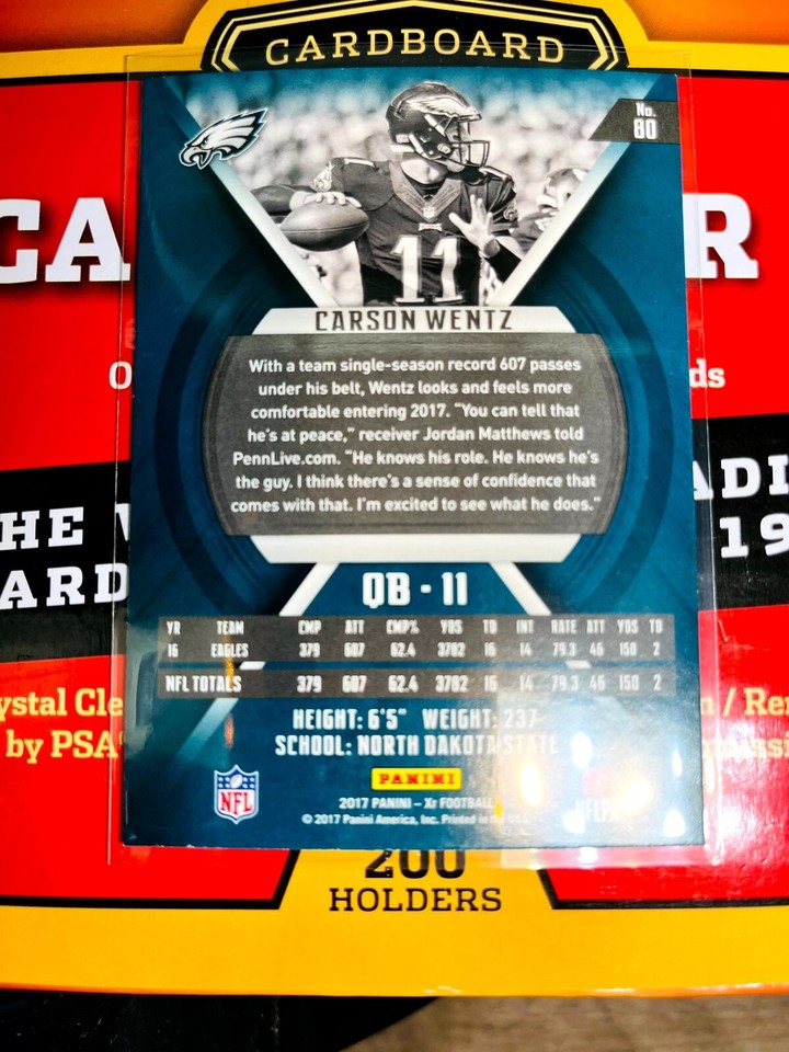 2017 Panini XR Carson Wentz #80 V903 EAGLES CHIEFS REDSKINS | eBay