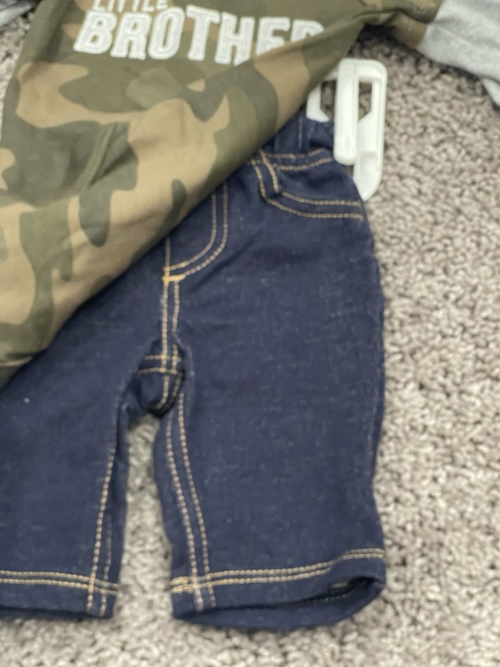 CARTER'S Newborn “Little Brother" BROWN Long Sleeve Pant & Bodysuit ...