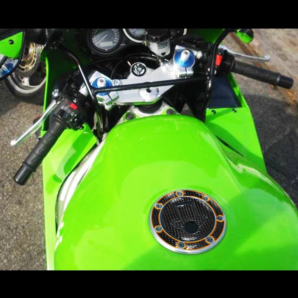 NINJA 500/ZX-6R/7R/9R-11R PERFORATE BLACK&CHROME GOLD GAS CAP FUEL LID ...