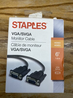VGA / SVGA 6' Computer Monitor Cable - Staples (6 Ft) - New in Box | eBay