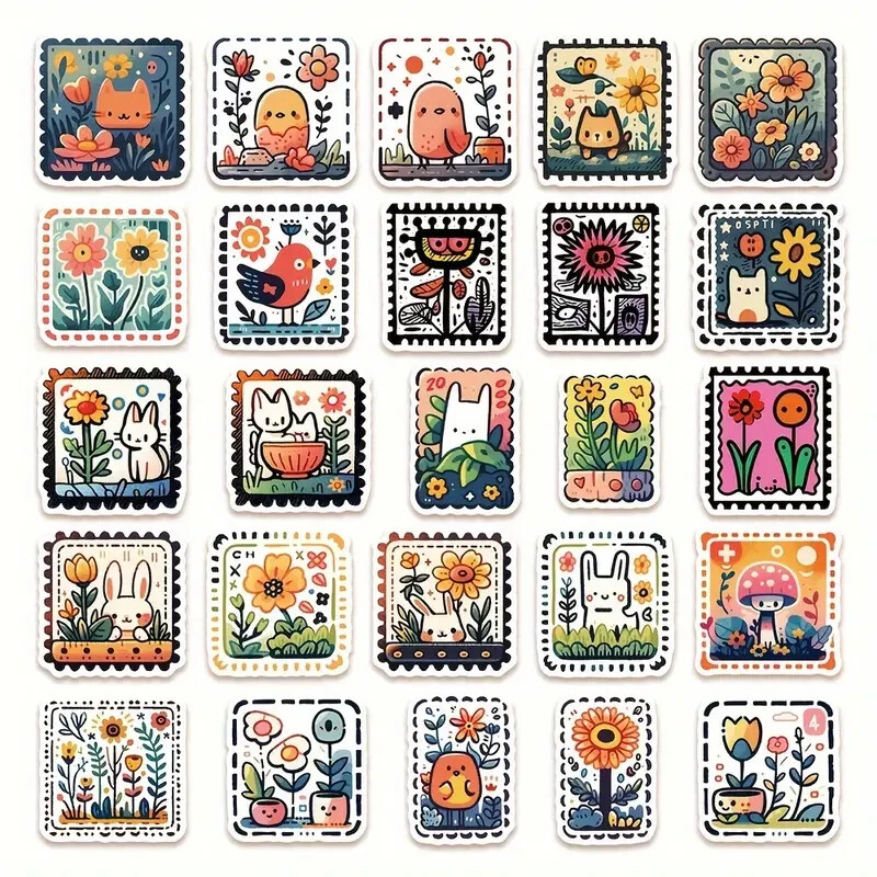 50pc Animal Stamp Sticker Pack Lot Laptop, Phone Case, Scrapbook ...