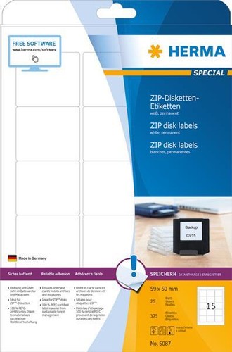 HERMA ZIP-Disketten-Etiketten SPECIAL, 59 x 50 mm, weiá | eBay