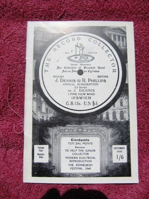 RECORD COLLECTOR Magazine Sep 1949 Vol 4 9 Toti Dal Monte Semeonoff ...