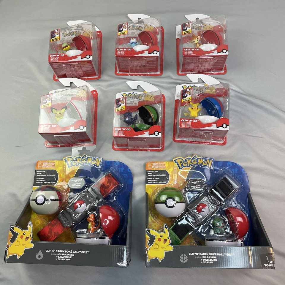 Pokemon Clip & Go Lot of 8 Pokemon 10 Ball 2 Belts Set Battle Action ...