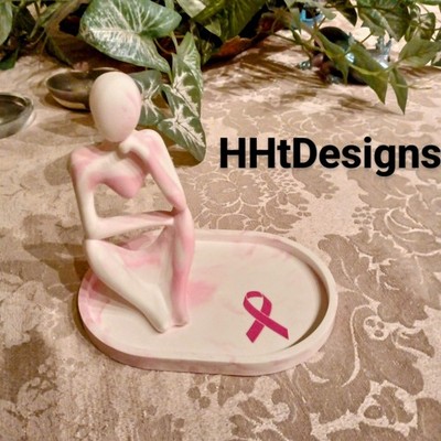 Elegant Resin/ Ceramic Thinker Statue + Trinket Tray. Breast Cancer ...