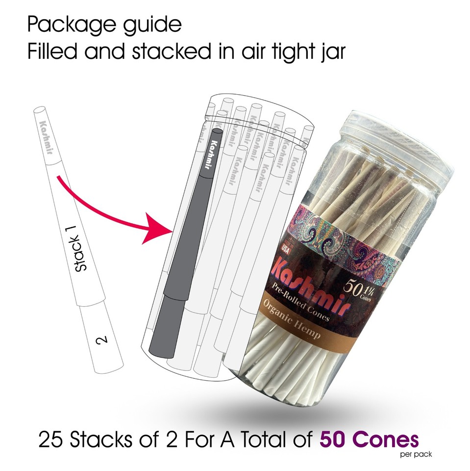 Pre Rolled Cones 1 1/4 Size Organic Slow-Burning Rolling Papers 50 Ct ...
