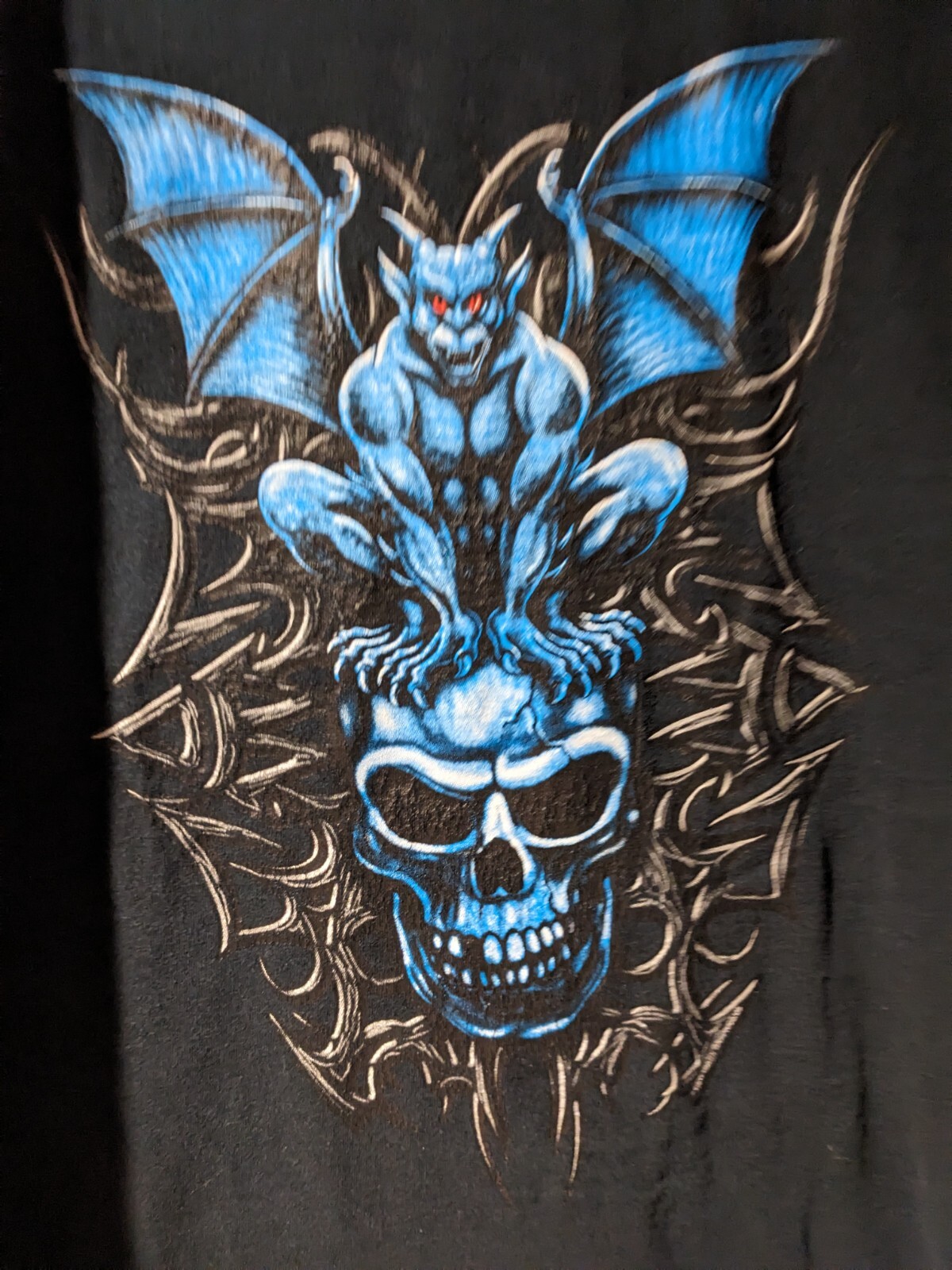 Vintage Y2K Liquid Blue Gargoyle Skull Skeleton Grim … - Gem