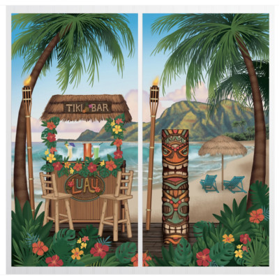 Tiki Bar Scene Setter Wall Decoration Poster Luau Beach Party Supplies ...