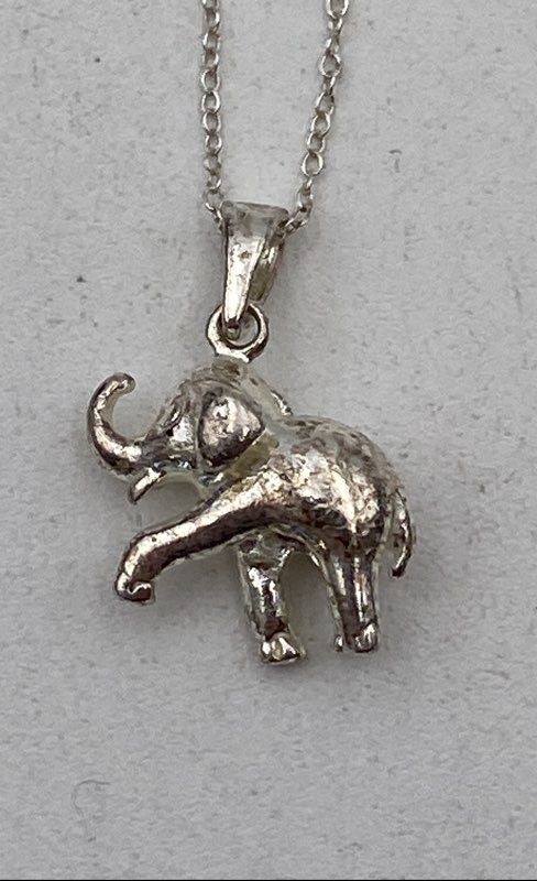 925 Sterling Silver Chain & Elephant Pendant Necklace 19" 3.72g | eBay