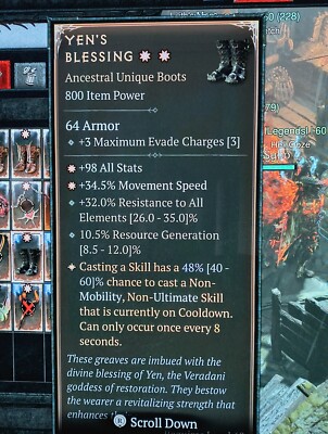 Diablo 4 - Eternal - Yen Blessing (2 GA) - 800 Unique Boots | eBay
