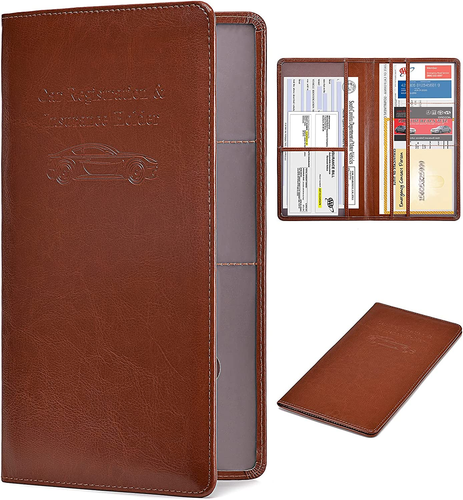 License Holder Leather Car Insurance Policy with Registration For ...