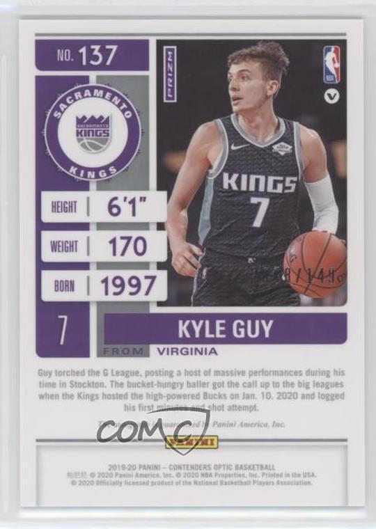 2019-20 Contenders Optic Ticket Variation Red Prizm /149 Kyle Guy ...