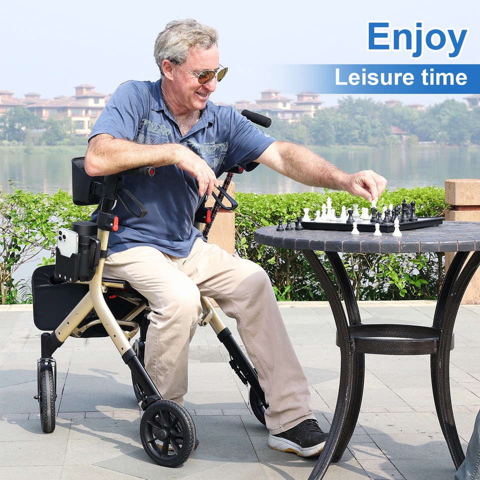 Walk Mate Rollator Pro Walker for Seniors Taller 5~7ft W/ Height ...