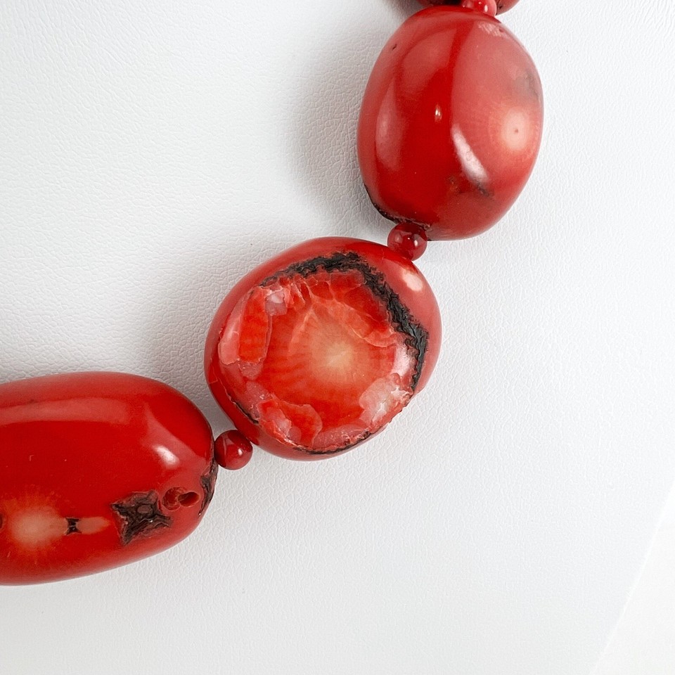 Vintage Kenneth Lane Dyed Red Isididae Lamouroux Bamboo Coral Necklace ...