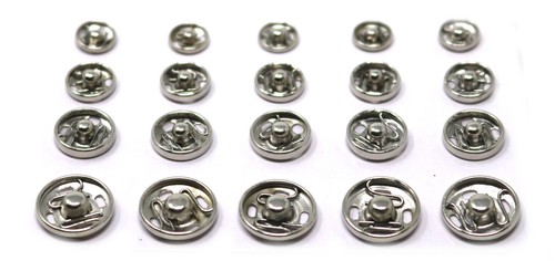 20 SNAP FASTENERS FASTENINGS POPPERS PRESS STUDS METAL SMALL MEDIUM ...