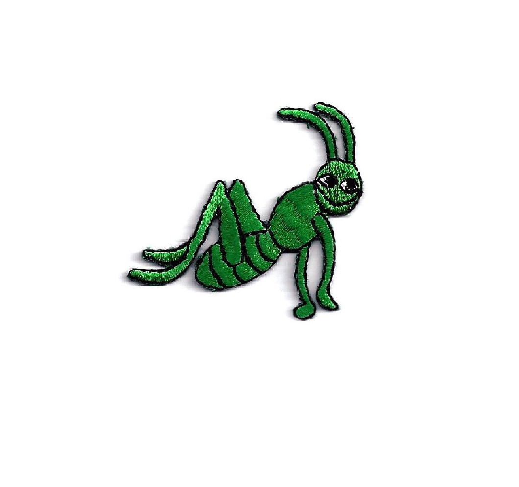 Grasshopper - Insect - Bug - Green Embroidered Iron On Patch - Crafts ...
