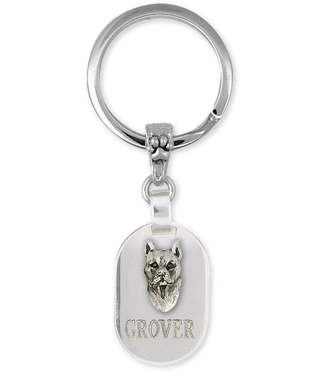 Pit Bull Jewelry Sterling Silver Handmade Pit Bull Key Ring PT16-KRE | eBay