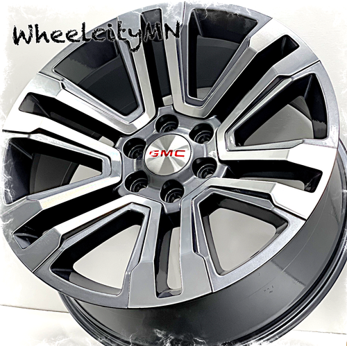 22" gunmetal machine OE replica 5822 wheels fits GMC Sierra Yukon ...
