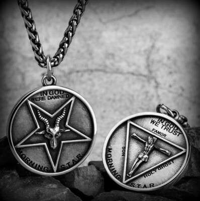 Sigil of Baphomet Pentagram Necklace Church of Satan Medallion Goat ...